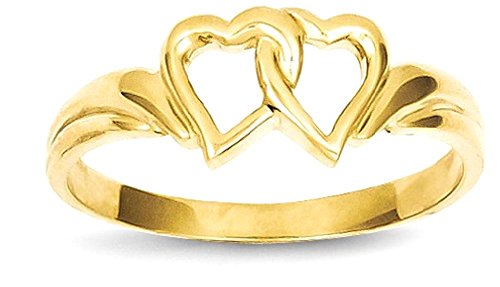 IceCarats 14K Yellow Gold Heart Ring Love Band Size 6.5