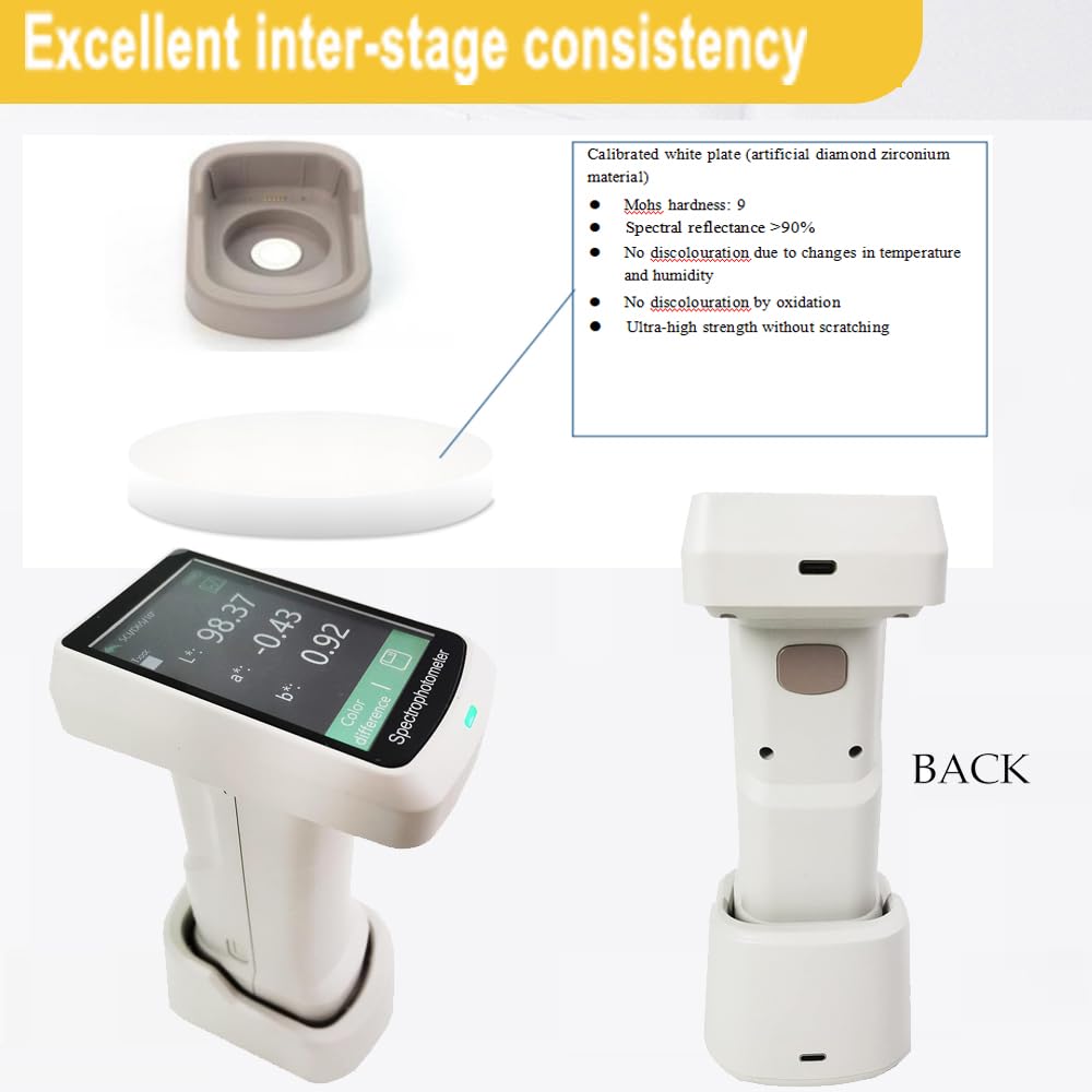 VTSYIQI Spectrophotometer Paint Spectrophotometer Handheld Spectrophotometer Colorimeters for Car Paint Printing Paint with Ultra-high Repeatability Accuracy 0.03 Storage 10000 Data APP Mass Stirage