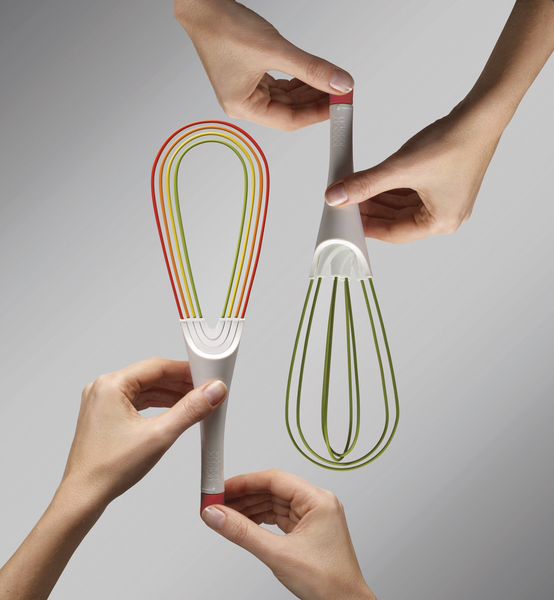 Joseph Joseph Twist Whisk 2-In-1 Balloon and Flat Whisk Silicone Coated Steel Wire, 11.5", Multicolor