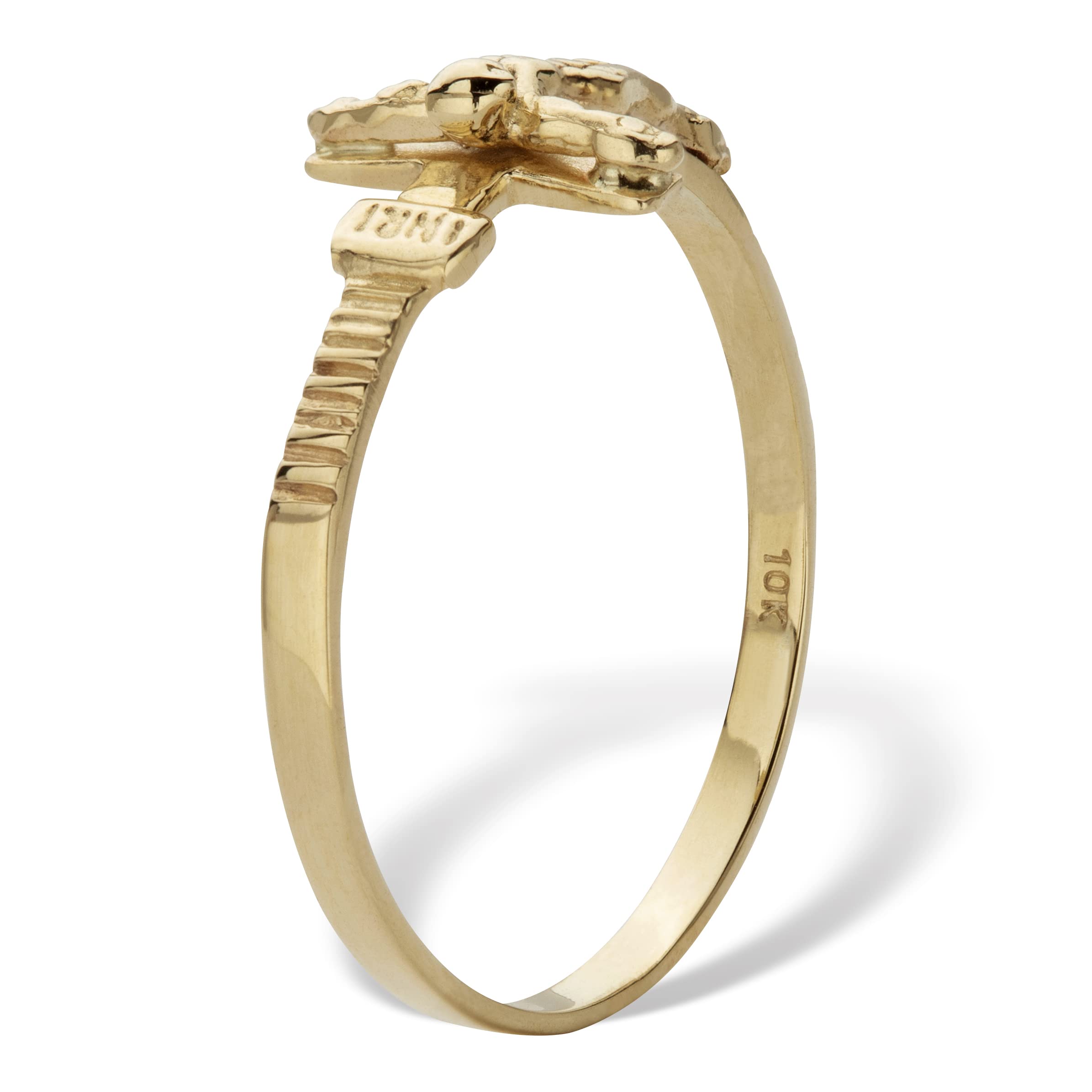 PalmBeach 10K Yellow Gold Stackable Crucifix Ring Sizes 6-10 Size 8