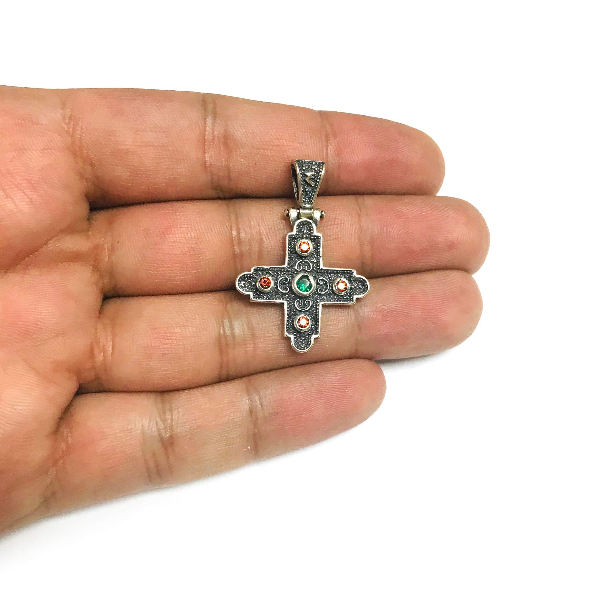 Jewelry Affairs Oxidized Sterling Silver Byzantine Style Cross Pendant