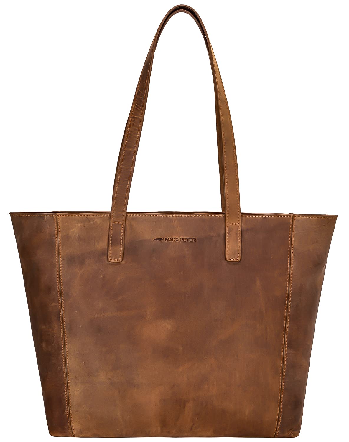 MARC PETER Rosie Hunter Leather Tote Bag for Women | Top Handle Satchel | Women Fashion Shoulder Bag Tan
