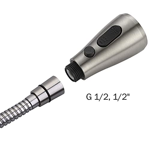 Pull Down Faucet Spray Head, Kitchen Faucet Head Replacement Parts, 3-Function Kitchen Sink Faucet Kitchen Faucet Sprayer Head Replacement Kitchen Sink Spray Nozzle, Brushed Nickel