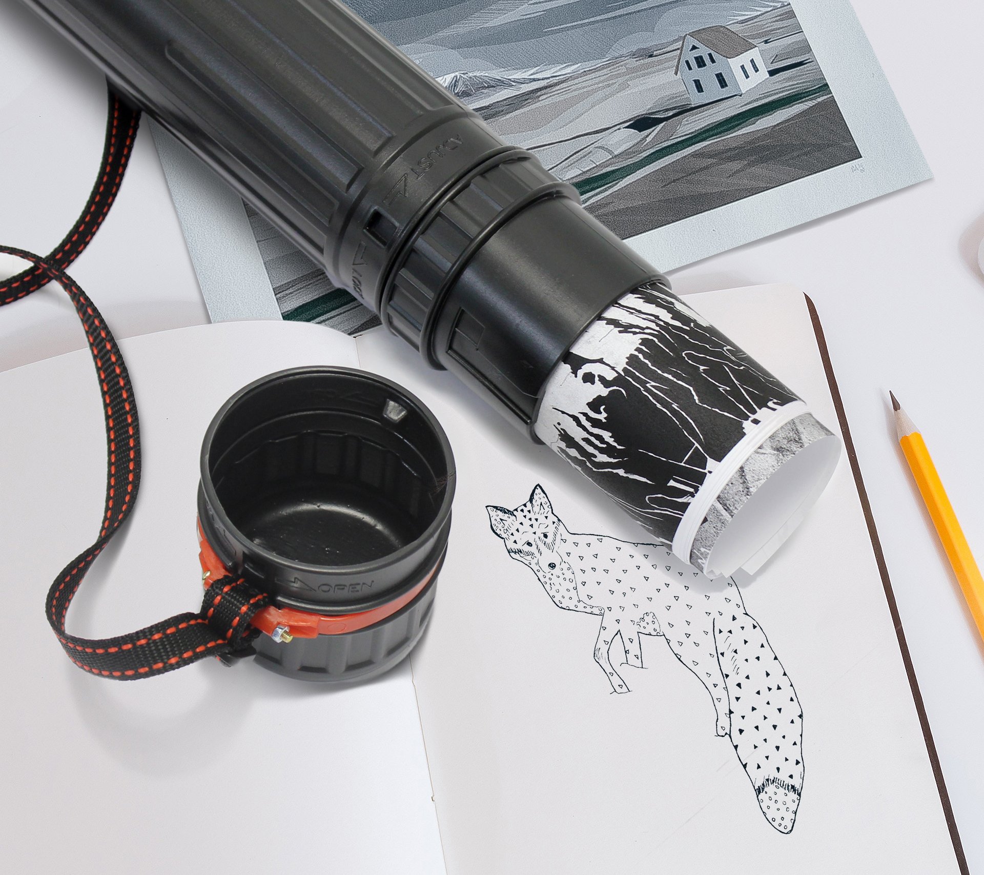 VViViD Extra Large Black Plastic Telescoping Transit Poster & Document Storage Tube w/Adjustable Nylon Carrying Strap (Medium (17.5" x 2.5"))