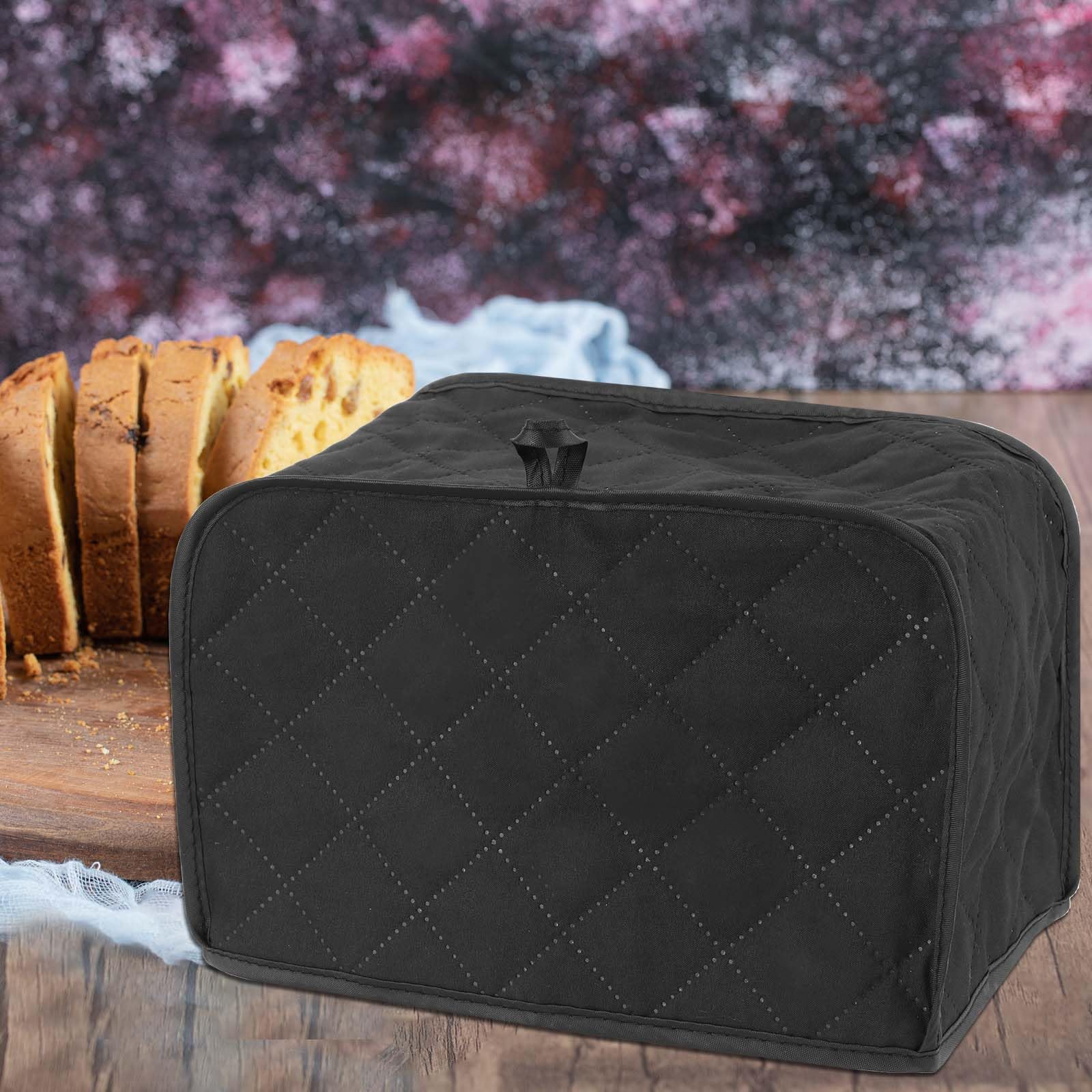 Toaster Cover 2 Slice, Two Slice Bread Machine Cover Quilted Toaster Covers Bread Maker Cover Universal Size Kitchen Appliance Cover Polyester and Cotton Quilted, Dust and Fingerprint Protection Black