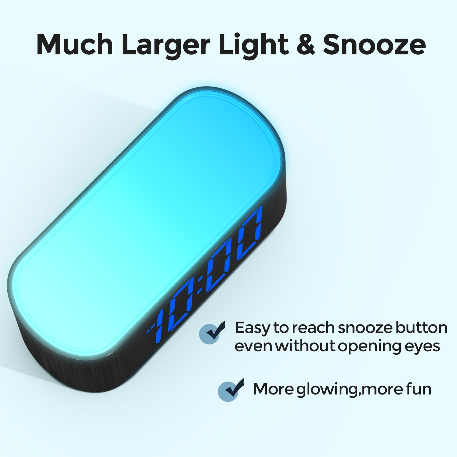 HOUSBAY Digital Alarm Clock for Bedrooms - Large Display Easy to Read Across The Room, 7 Larger Color Night Light, Dual Alarm, Dimmer, True Battery Backup, Adjustable Volume(Blue)