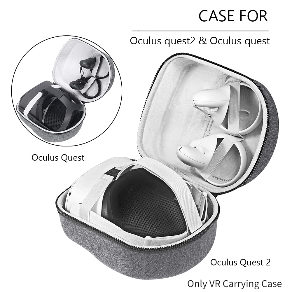 Just E Joy Travel Protective Case for Oculus Quest 2 Headset,Outdoor Shockproof Hard EVA VR Carrying Bag with a Strap Design(Grey)