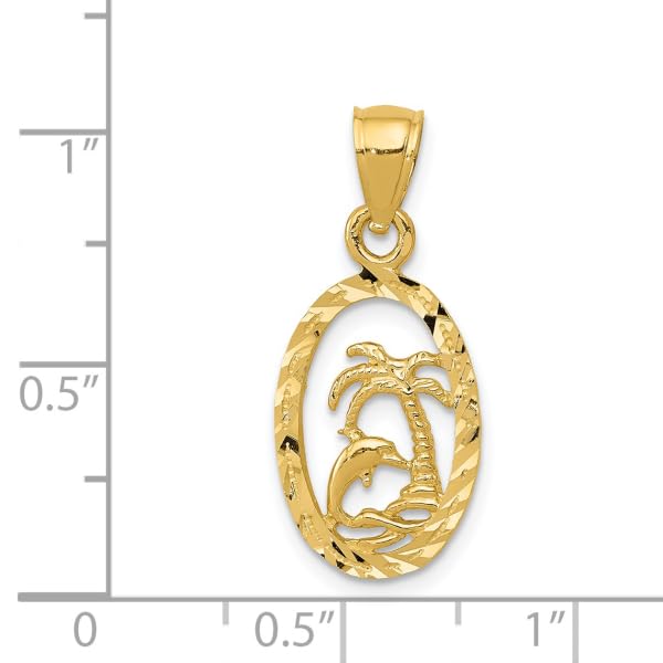 IceCarats 14K Yellow Gold Sea Dolphin Ocean Fish Beach Nautical Palm Tree Necklace Summer Pendant Tropical Charm Only