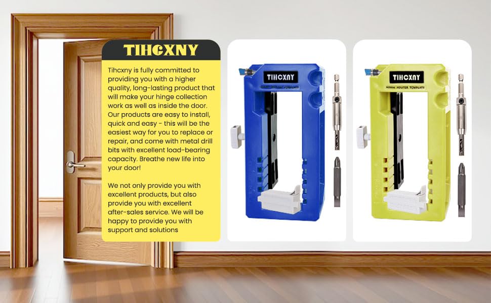 TIHCXNY (Blue) Door Hinge Mounting Kit, Door Hinge Clip, Door Hinge Mortise, Door Hinge Router Template fits 3" to 5" Length and 90 Degree Angle, 1/4" or 5/8" Thickness Door Hinges.
