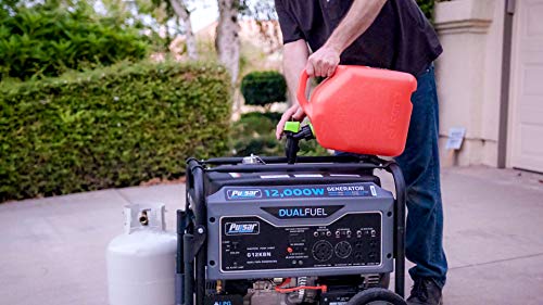 Pulsar G12KBN Heavy Duty Portable Dual Fuel Generator - 9500 Rated Watts & 12000 Peak Watts - Gas & LPG - Electric Start - Transfer Switch & RV Ready - CARB Compliant