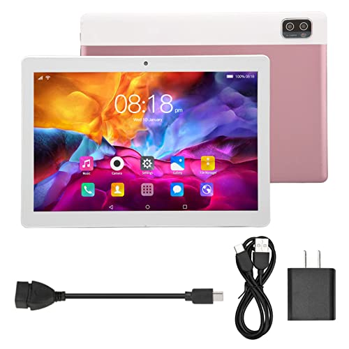 Tablet 10 Inches, 10.1 Inch Tablet Core CPU 5G 12 128 Gb 6GB 128GB 200W 500W 1960x1080 8800mAh Rose Gold Callable 100‑240V T WiFi for Android