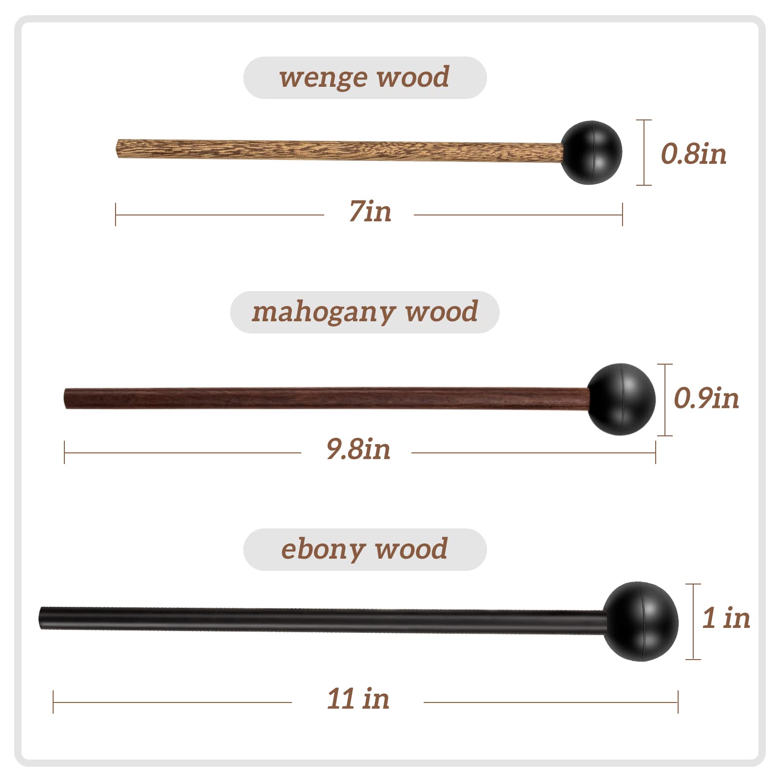 INMAKER Wooden Drum Mallets percussion one Pair for Steel Tongue Drum Hang Pan Drum