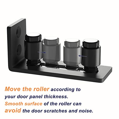 SMARTSTANDARD Sliding Barn Door Bottom Adjustable Floor Guide Roller, Black, Smoothly and Quietly, Easy to Install (2 Rollers) 2PCS