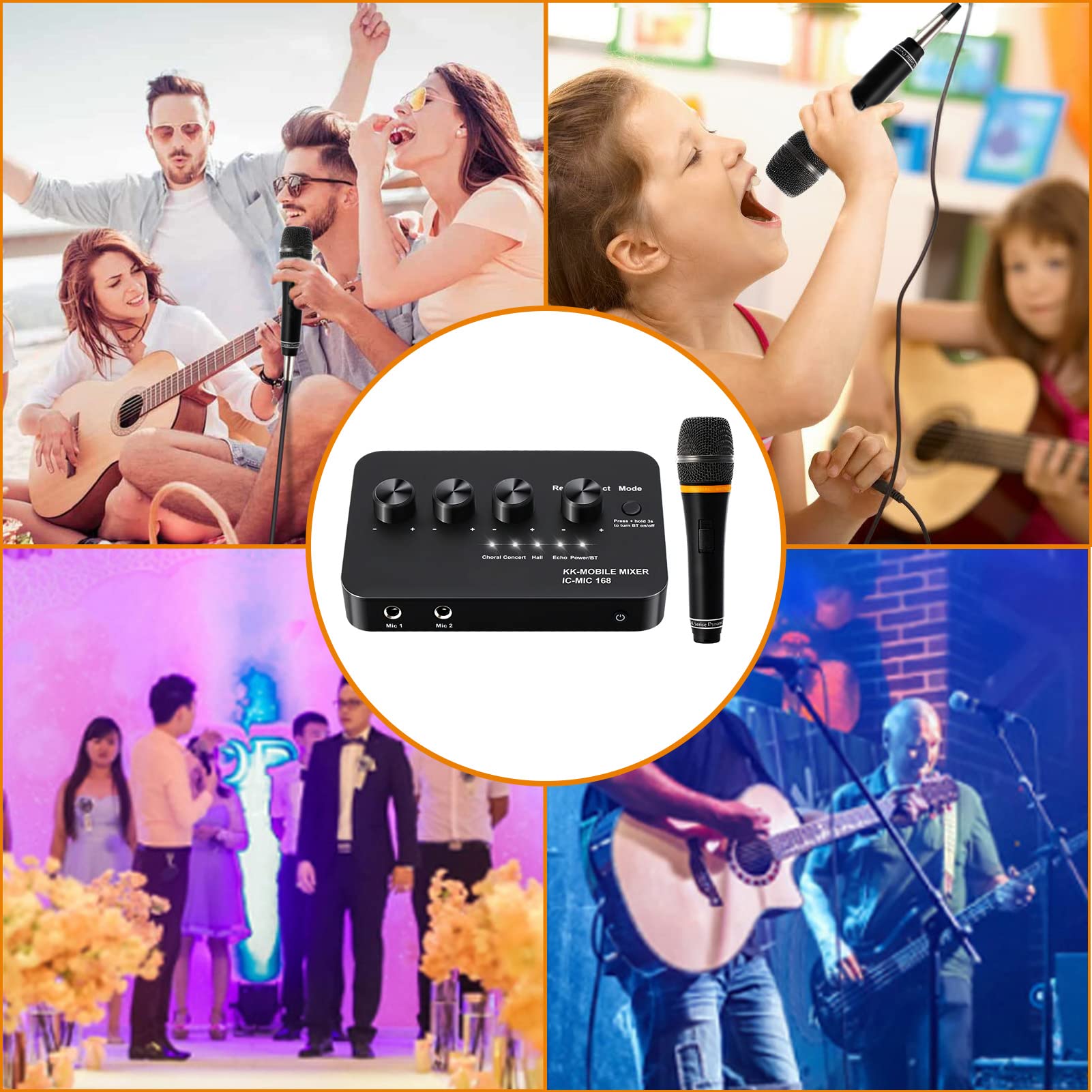 Inncen Microphone Karaoke Mixer System, Bluetooth Wired Microphone, Supports 3.5mm AUX, Smart TV, Speaker, PC, Soundbar,