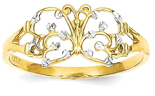 IceCarats 14K Yellow Gold Butterfly Wings Statement Ring Size 6