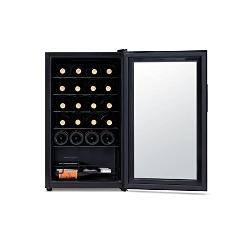 Newair 24 Bottle Wine Cooler Refrigerator | Shadow Series | Freestanding Mirrored Wine and Beverage Fridge with Double-Layer Tempered Glass Door & Compressor Cooling For Reds, Whites, & Sparkling Wine