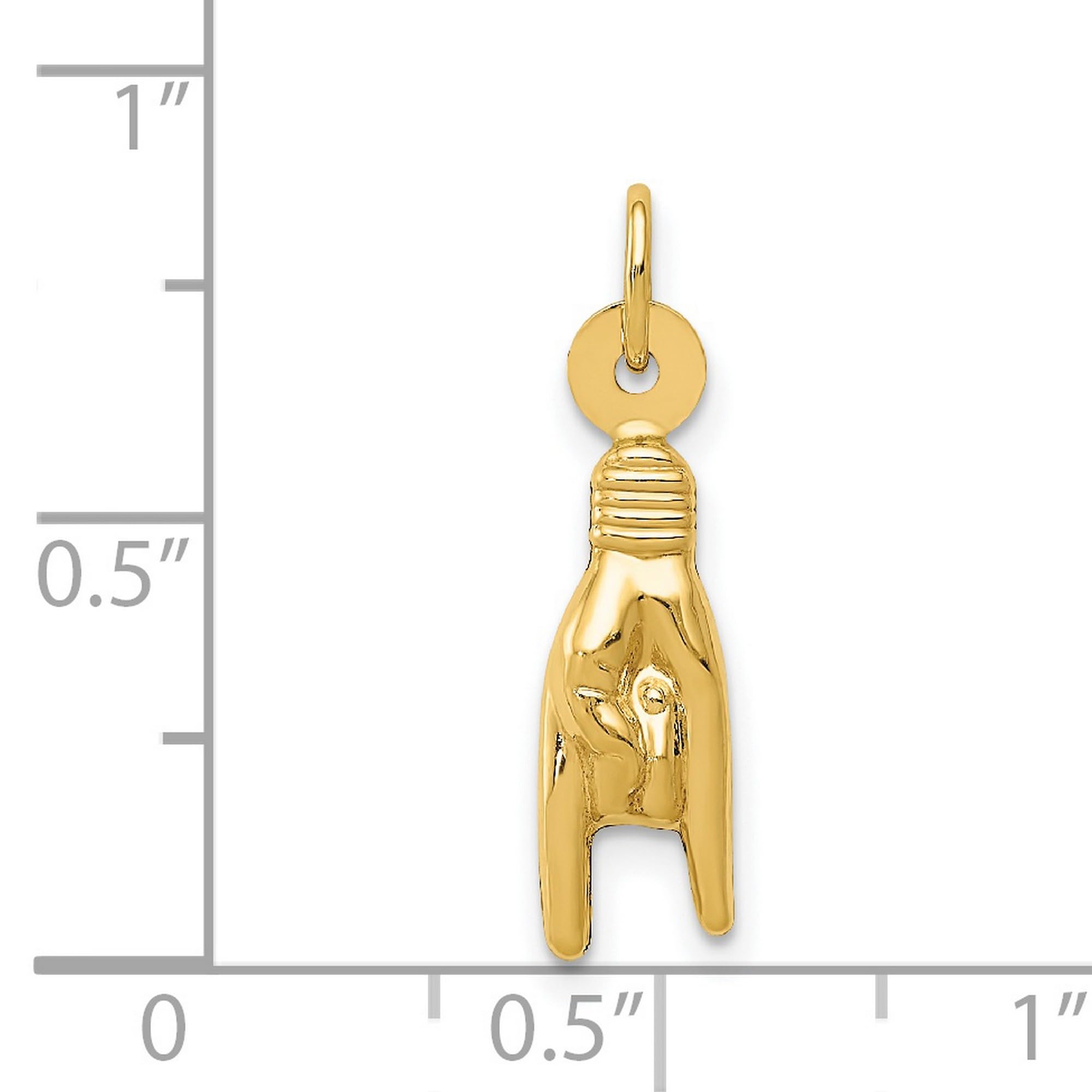 Jewelry Stores Network 14k Yellow Gold Rock On Hand Symbol Pendant 22 mm x 5 mm