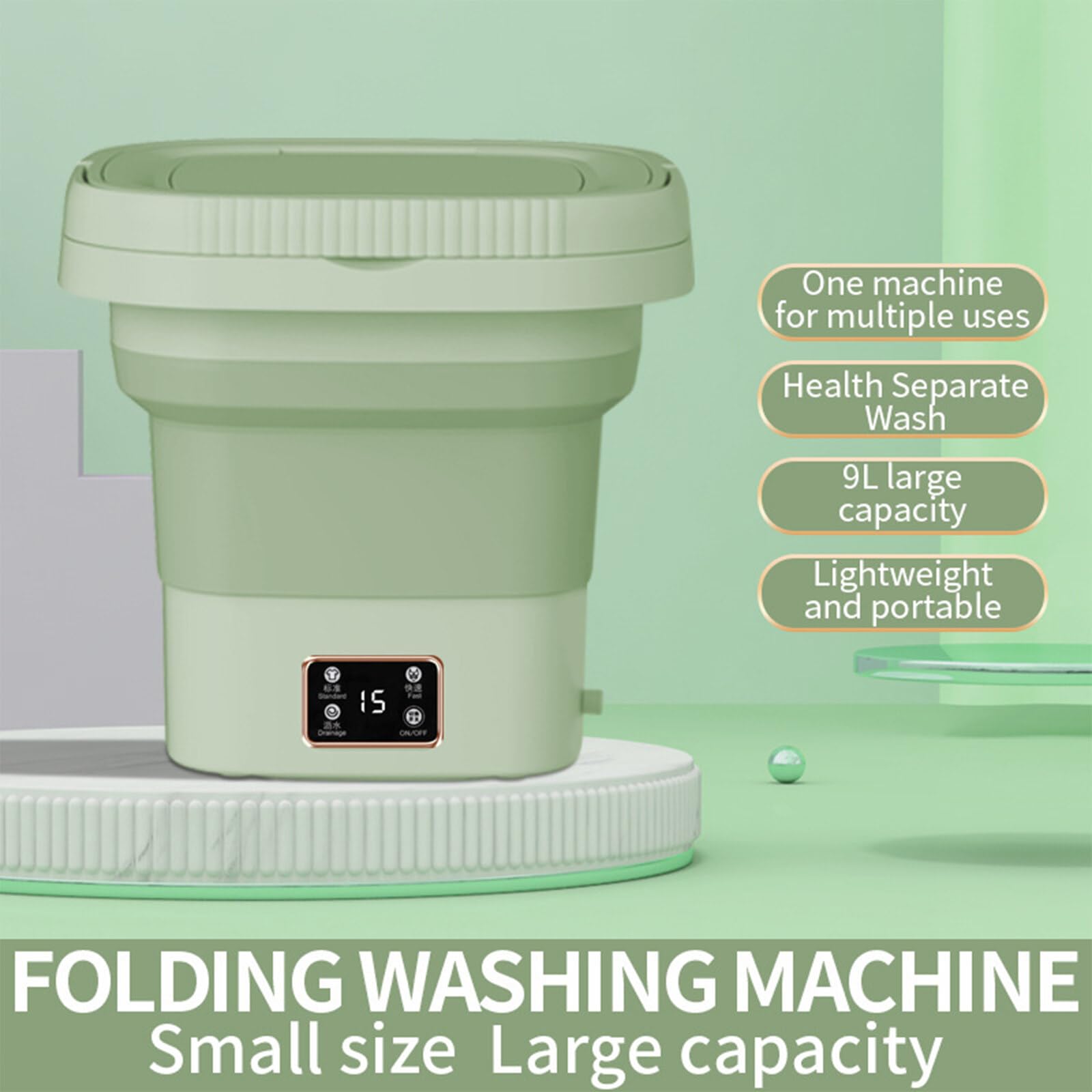 iFCOW Mini Washer Machine, 9L Large Capacity Portable Washing Machine Mini Washer and Dryer Combo for Underwear Socks Baby Clothes Towels