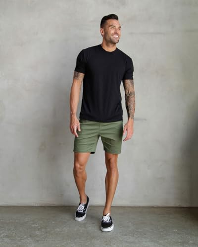 INTO THE AM Premium Men's Fitted Crew Neck Plain Essential Tees 3-Pack - Modern Fit Fresh Classic Short Sleeve T-Shirts for Men (Black/Charcoal/Olive Green, Large)