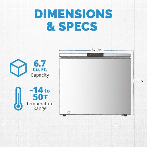 Newair Chest Freezer - 6.7 Cubic Feet Reach In Freezer Chest - Quiet Freezer with Digital Temperature Control, Open Door Alarm, and Fast Freeze Mode - Black