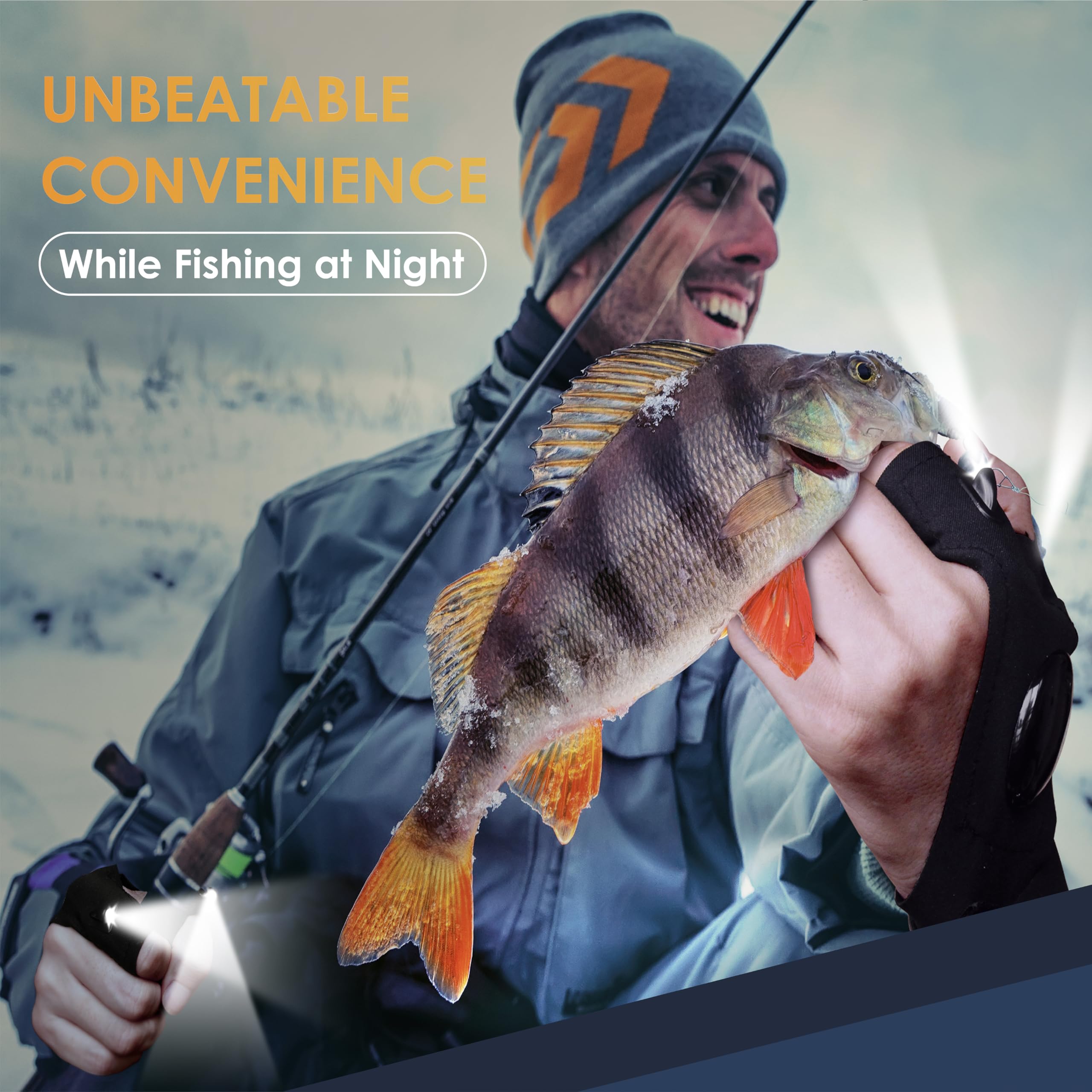 LED Flashlight Gloves - Gifts for Men, Unique Stocking Stuffers, Cool Camping Fishing Accessories and Gadgets