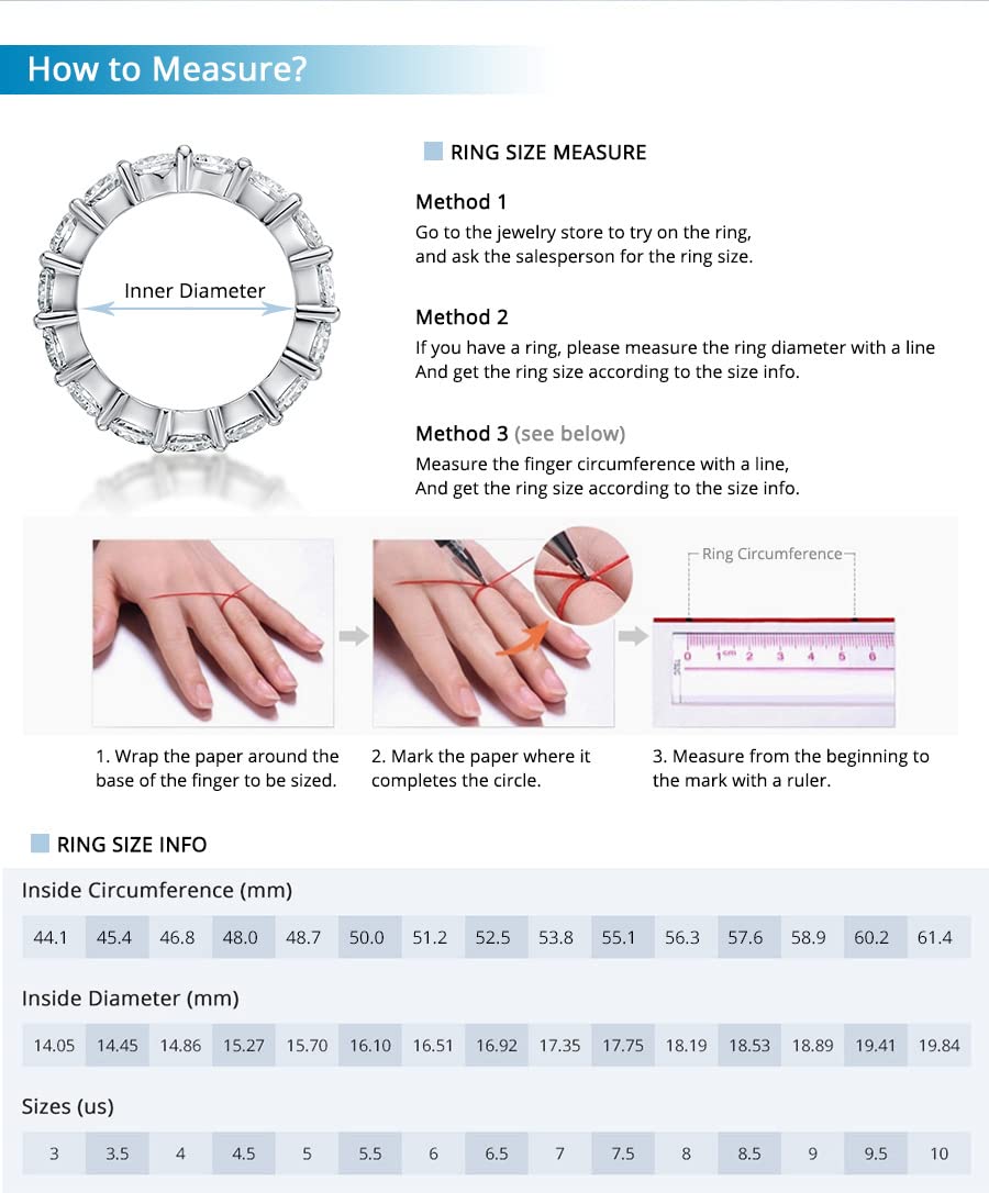 pickyegg.com Eternity Moissanite Ring 4mm/0.3ct 16pcs 5cttw D Color Lab Created Diamond Sterling Silver Eternity Wedding Band Ring for Women (10)