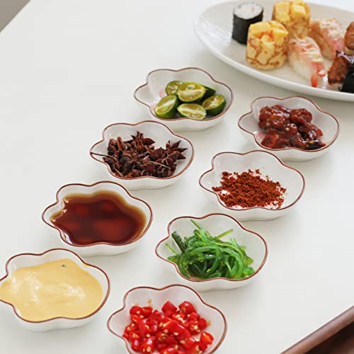 WUYIAZHI Cat Paw Shaped Soy Sauce Dishes, Cute Ceramic Dipping Sauce Cups, Mini Dipping Bowls 2 Ounces, Set of 8