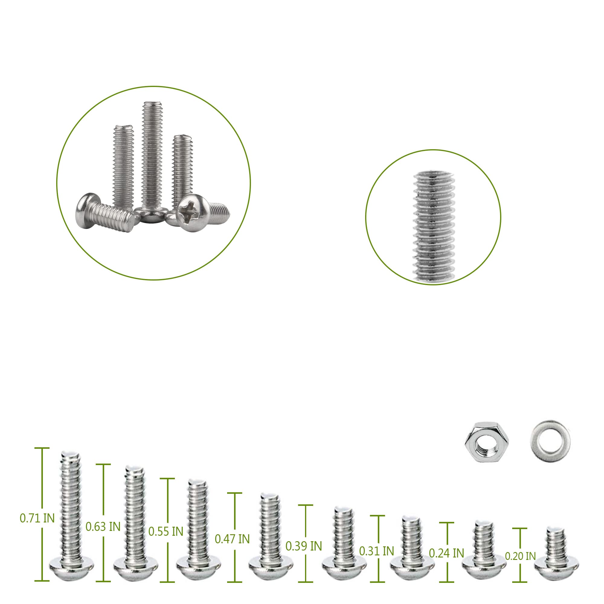 PIDAY 435PCS M4 Knob/Pull Machine Screws Phillips PMW Pan Head Screws Bolt 304 Carbon Steel Cabinet Door and Drawer Screws Set