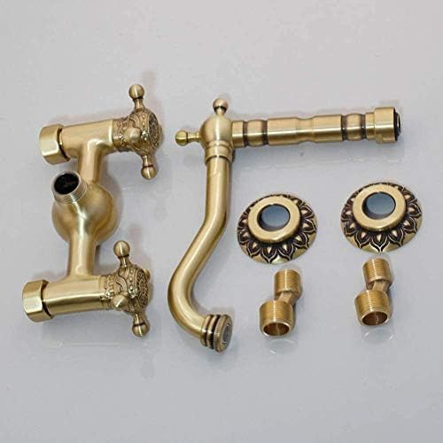 TECKI Kitchen Taps Faucet Bathtub Shower Faucet W/Brass Spray Wall Mount Hot and Cold Water Mixer Tap Bathroom Faucets Dual Handle 360 Swivel
