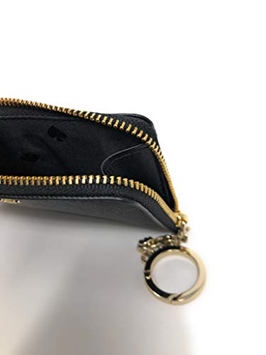 Kate Spade New York Medium L-Zip Leather Card Holder Keychain Black