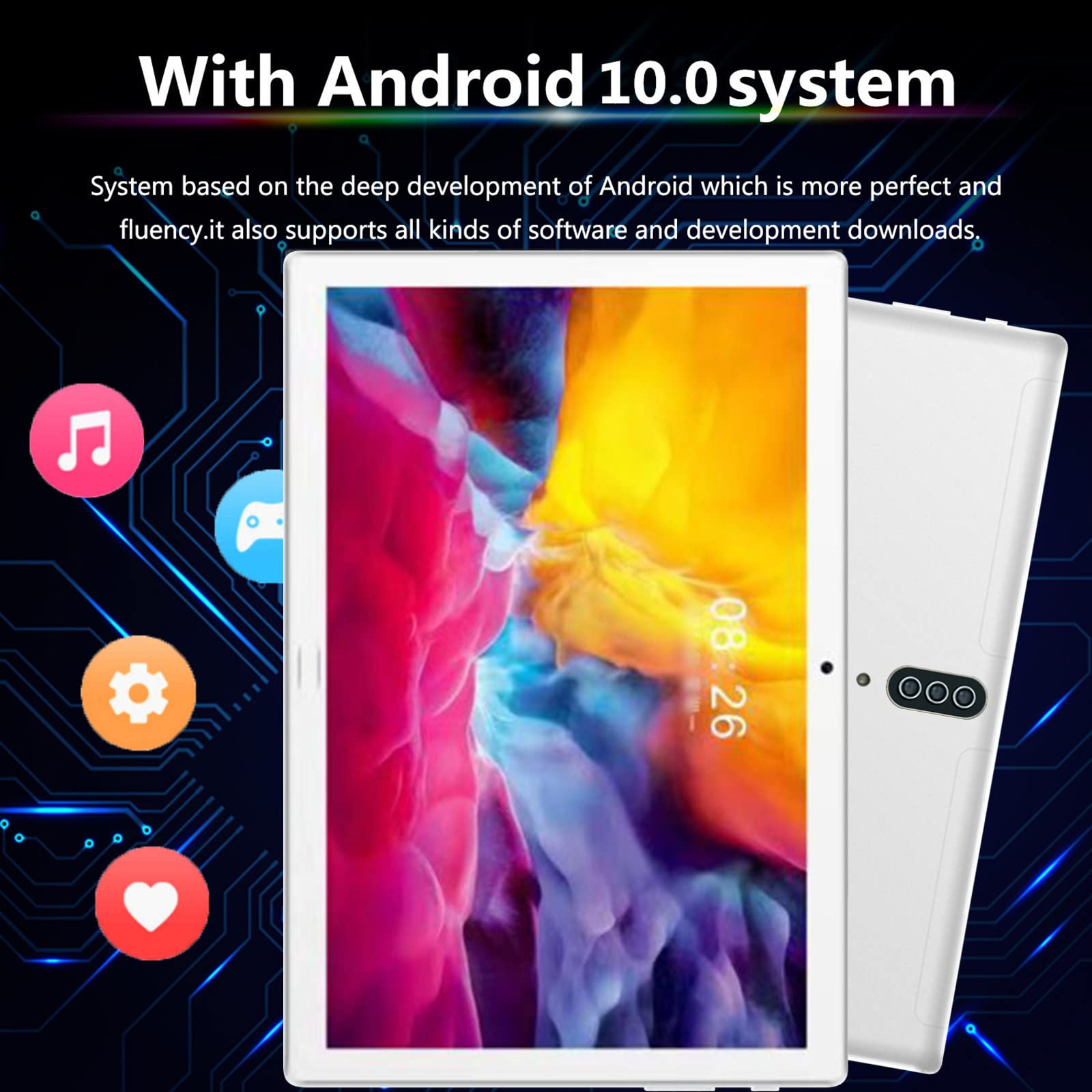 Tablet Computer, Tablet for Kids Boys Girls Adults, HD 10.1 Inch Screen, Learning Game Video Office Tablet Supports SIM Communication Function, WiFi Bluetooth Android Voice Call
