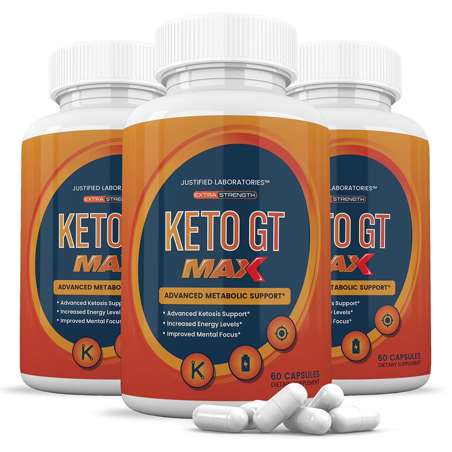 Justified Laboratories (3 Pack) Keto GT Max 1200MG Includes Apple Cider Vinegar goBHB Exogenous Ketones Keto Pills Supplement Premium Ketosis Support for Men Women 180 Capsule