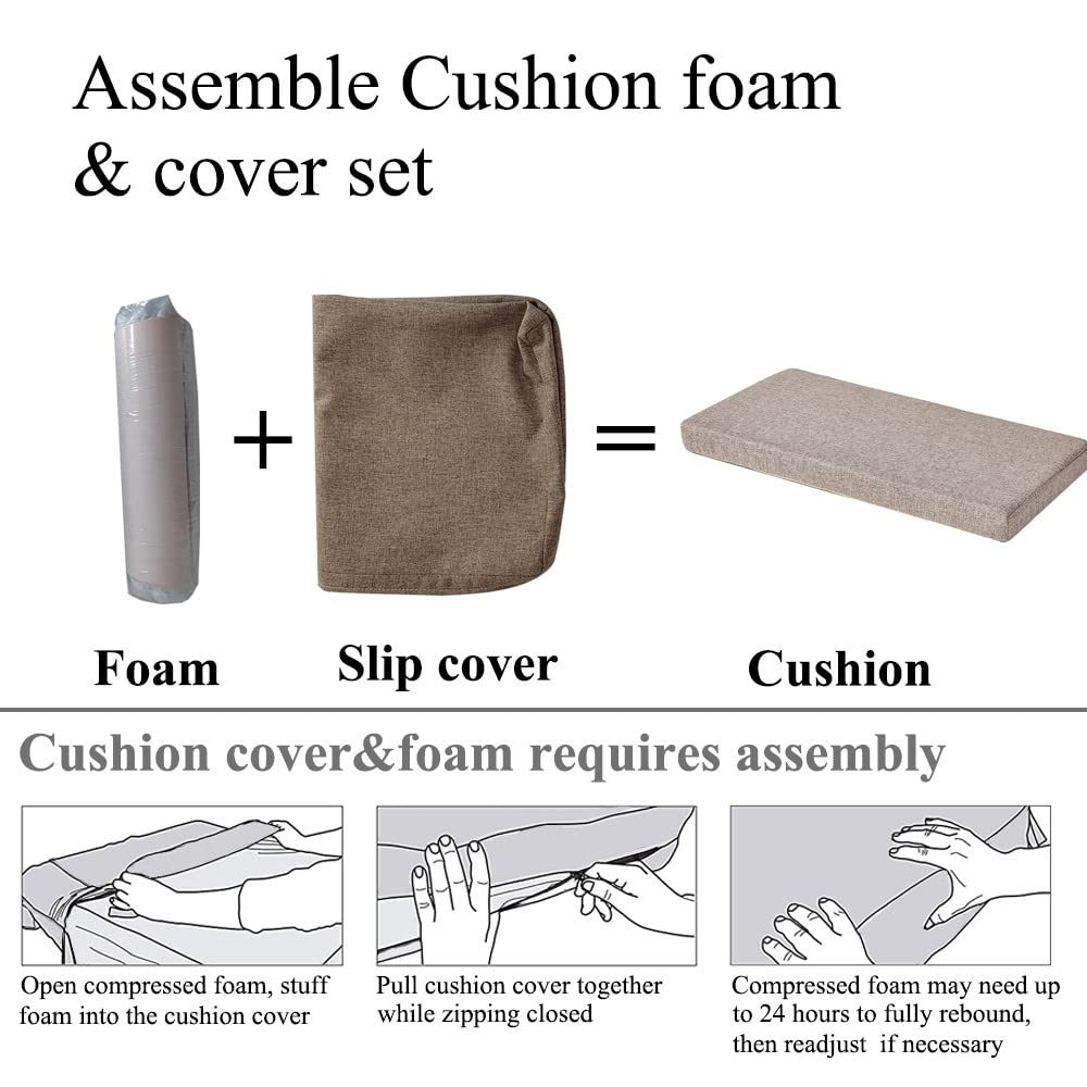MICUSHION Piano Bench Cushion for Indoor Shoe Storage Non Slip Picnic Bench Pad for Kitchen Dining Table Seat 30 inch x 14, Light Brown
