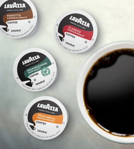 Lavazza Gran Selezione Single-Serve Coffee K-Cup Pods for Keurig Brewer, Dark Roast, 16 Count Box, Black, White