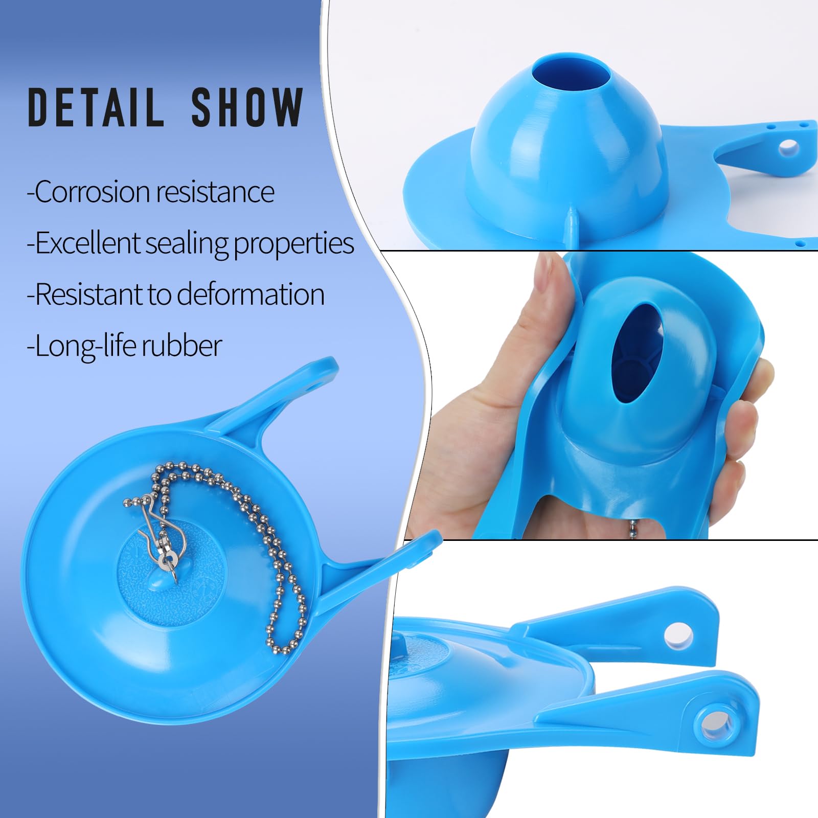 Toilet Flapper Replacement - 3 inch Universal Toilet Stopper Flapper Compatible with American Standard Toilet Tank Water Saving Rubber Flush Valve Flapper with Stainless Chain Long Lasting Rubber,2PCS