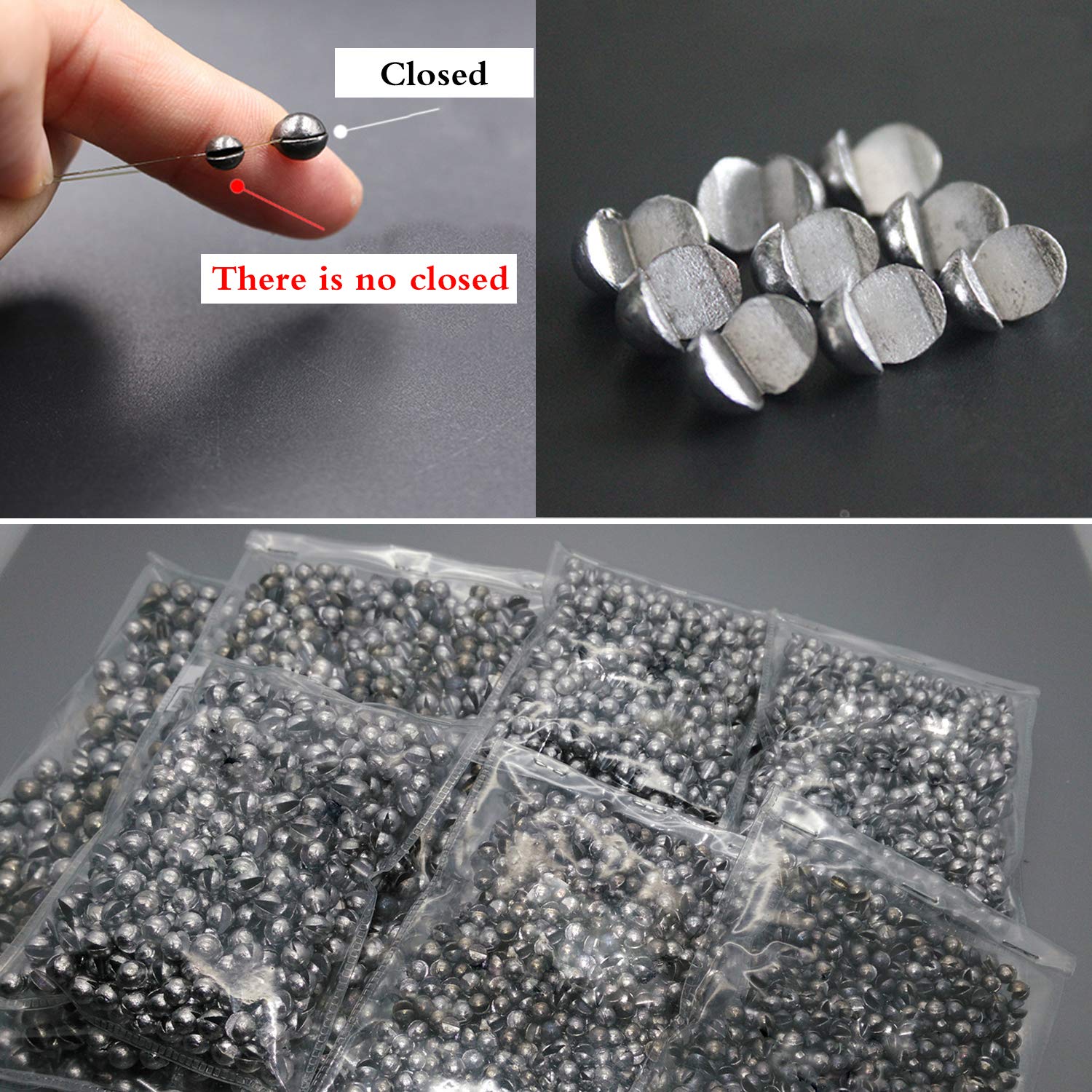 L PATTERN 500pcs Round Split Shot Sinker Removable Fishing Weight Sinkers Fishing Sinkers (1.2)