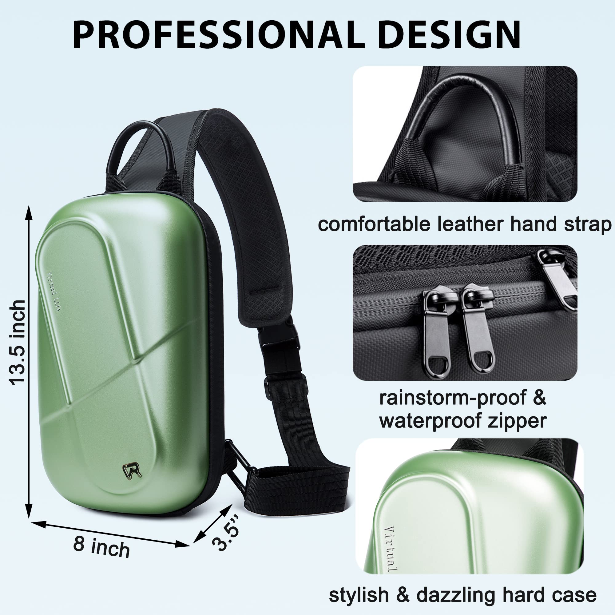 Piskyet Detachablea VR Backpack Case/Official Elite Strap Carrying Case, Hard Travel Case - Frosted Green