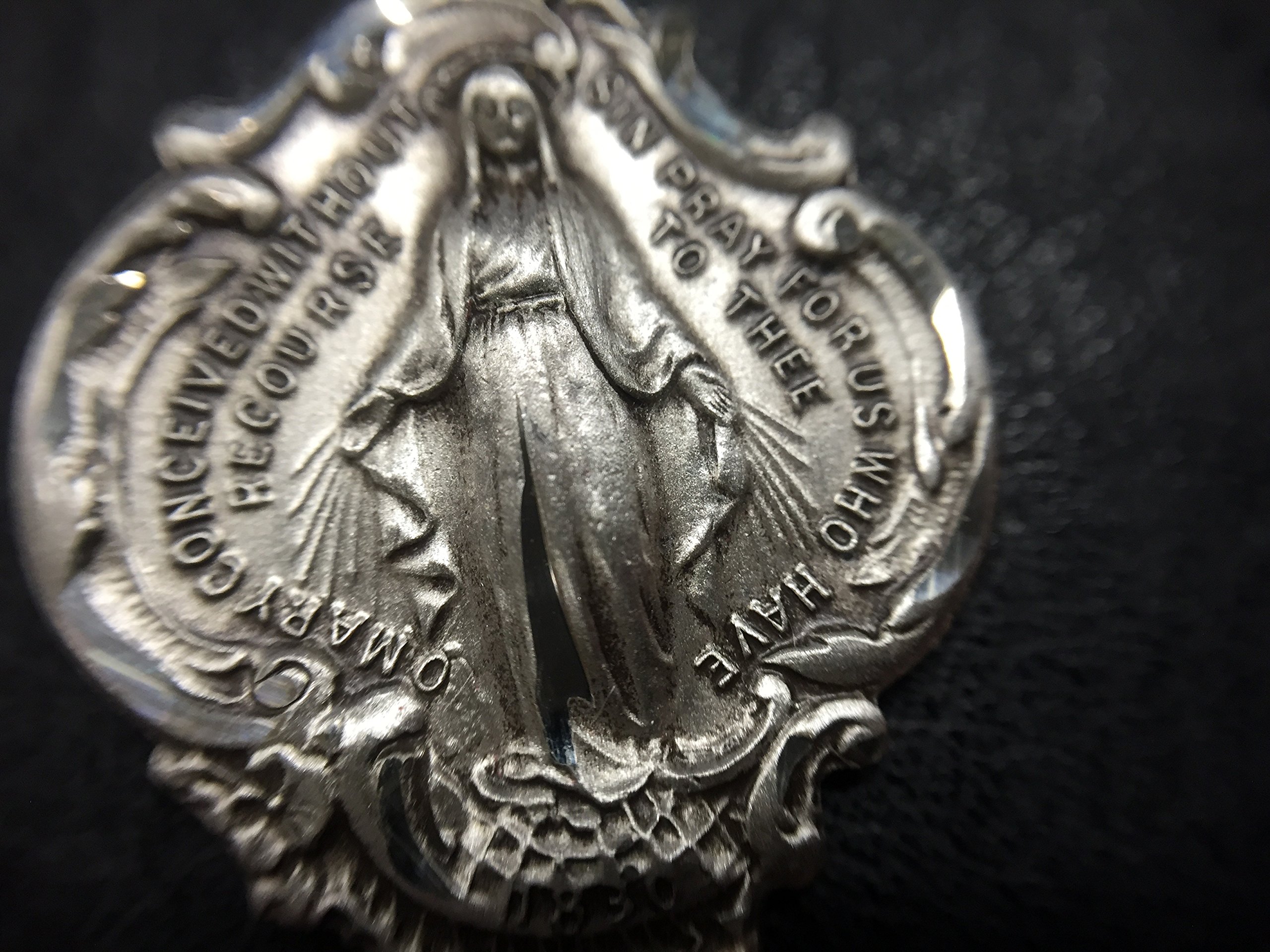 Heartland Store Hail Mary Prayer Sterling Silver Pendant + 24 Inch 2.4mm Endless Rhodium Plated Chain