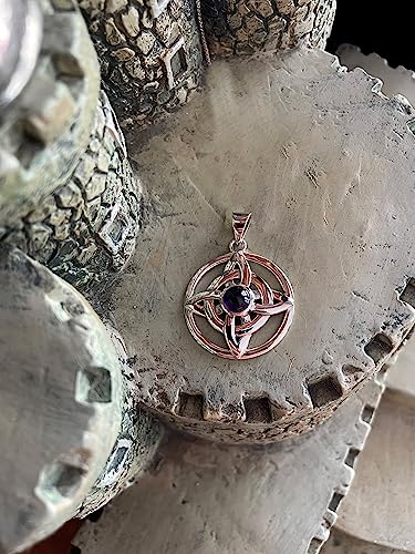 Jewelry Trends Sterling Silver Celtic Quaternary Knot Pendant with Purple Amethyst