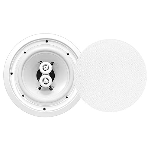 Pyle 6.5 Inch 300W Dual Channel 8 Ohm Home Audio in Ceiling Marine Grade Waterproof Speaker with 60Hz to 22kHz Frequency Response (2 Pack)