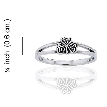 Irish Shamrock Celtic Knot 3-Leaf Clover Sterling Silver Narrow 5mm Pinky Ring Size 6(Sizes 3,4,5,6,7,8,9,10)