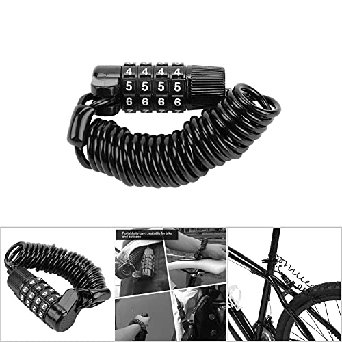 Kadimendium wear- 1.2m Portable 4 Digits Alloy Steel Lock Resettable Combination Lock Bike Suitcase Part Robust for Home Entertainment(Black)
