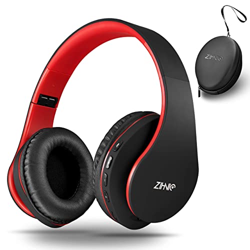 ZIHNIC 3 Items,1 Black Blue Over-Ear Wireless Headset Bundle with 1 Black Red Over-Ear Wireless Headset and 1 Black Green Foldable Wireless Headset