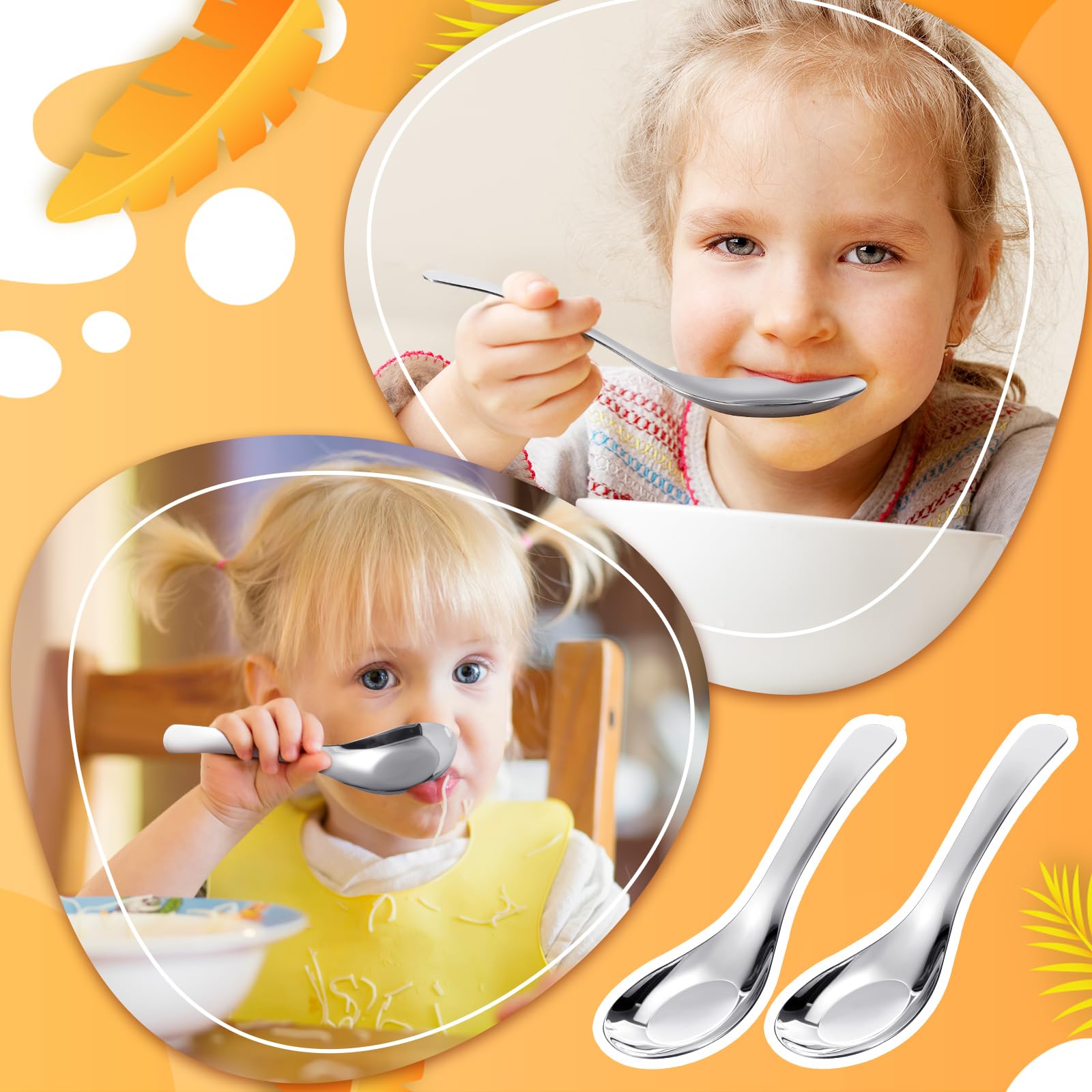 Tioncy 24 Pieces Stainless Steel Soup Spoons Dinner Spoons Set Mirror Polished Asian Soup Spoons for Bouillon Dessert Cereal Ramen Pho Wonton Dumpling Noodles