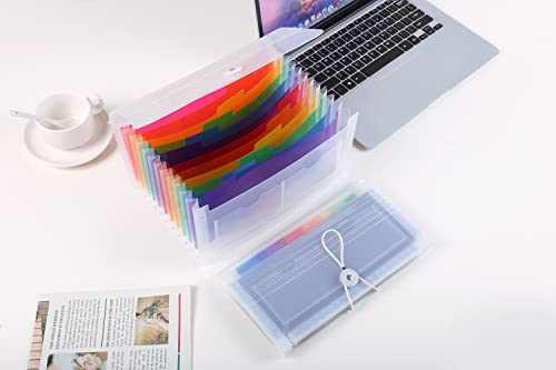 SKYDUE Receipt Coupon Organizer Holder, 13 Pockets Small Accordion File Organizer, Mini Expanding File Folder for Receipts,Car Documents and Coupons. 10 * 5.5 Inches (Pack of 2)