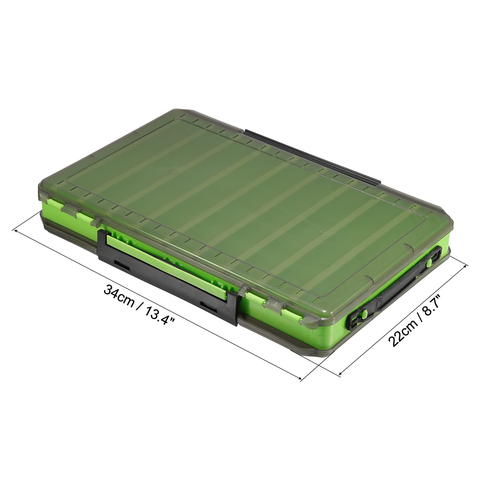 PATIKIL Double Side Fishing Lure Storage Box Plastic Fish Tackle Container Organizer, Green