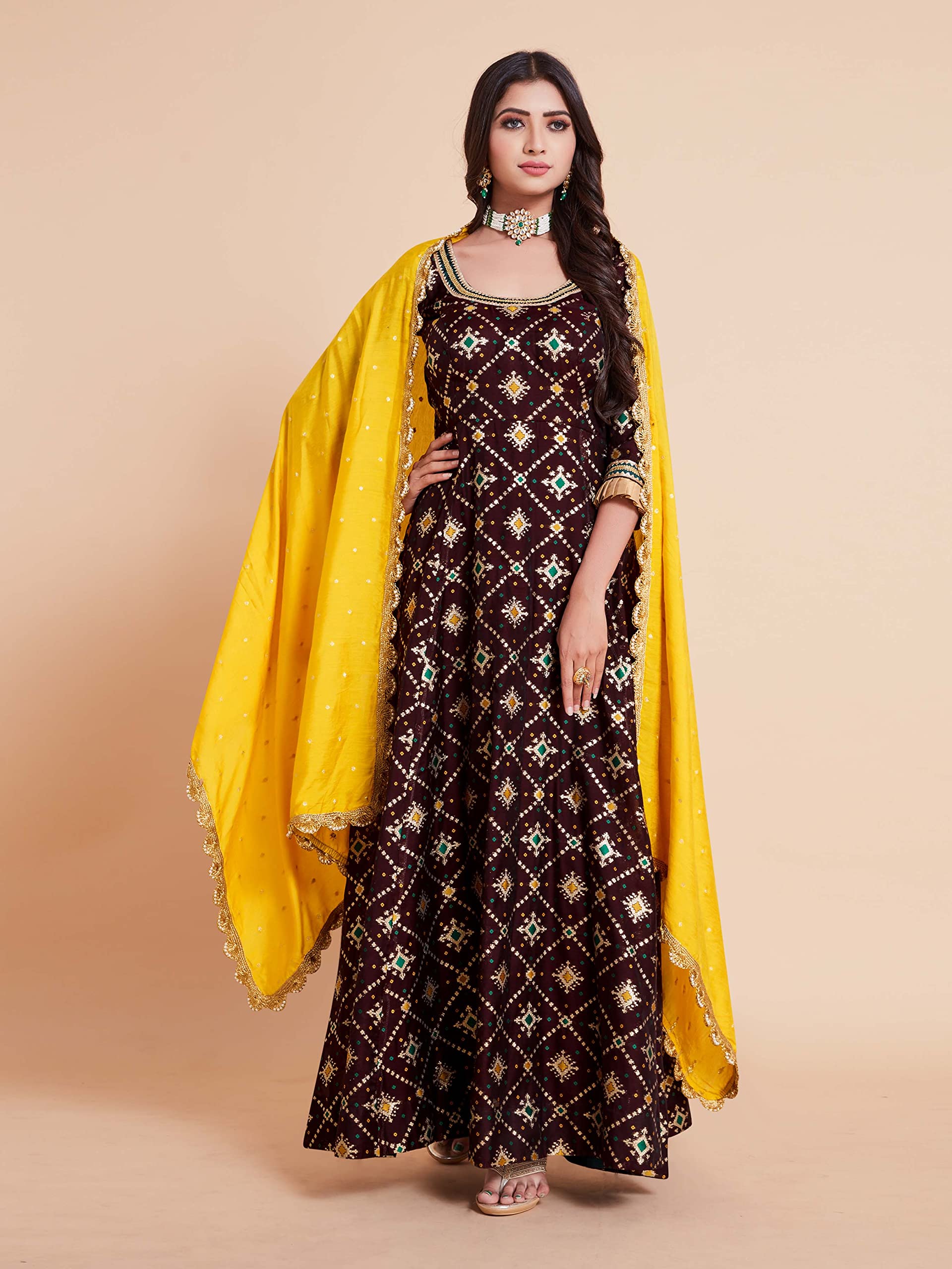 Indian Kurti for Womens Dupatta | Art Silk Woven Kurta Kurtis Tunic For Women Purple