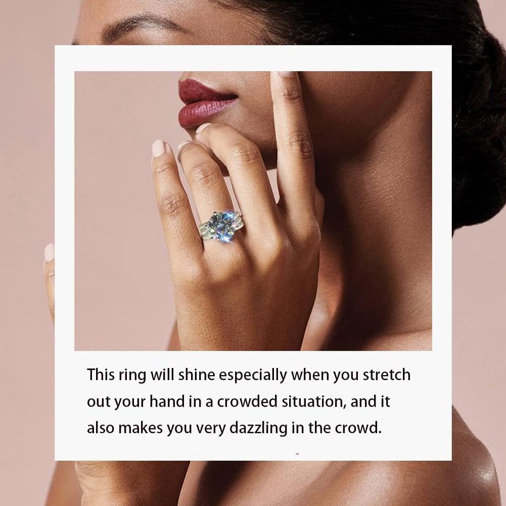MJJLT Super Flash Diamond Ring, Bridal Set Elegant Rings Women Wedding Engagement Fashion Jewelry,Full Shiny Cubic Zircon Female Ring-No.8