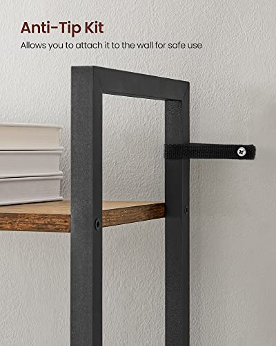 VASAGLE ALINRU 6-Tier Bookshelf, Tall Storage Shelves, Shelving Unit with Steel Frame, for Living Room, Entryway, Hallway, Office, Industrial Style, Rustic Brown and Black ULLS113B01