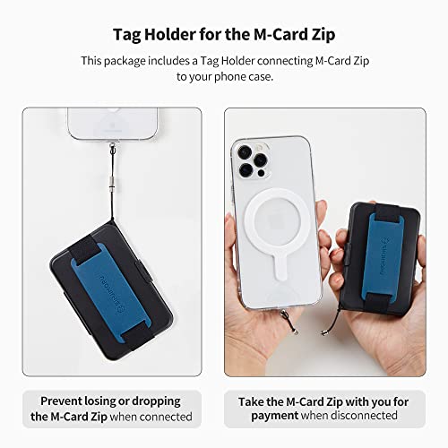 Sinjimoru Secure Magnetic Wallet as Phone Grip Stand for MagSafe Wallet, Cell Phone Wallet Stick On with Phone Kickstand & Phone Grip Holder for iPhone 14 13 12 Series. M-Card Zip Black